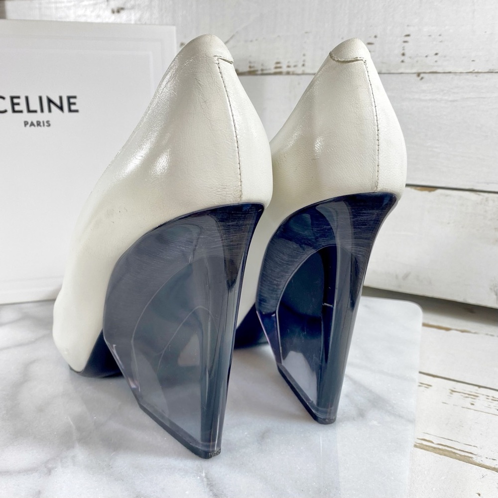 Celine Leather Pointed Toe Transparent Heels - Gem